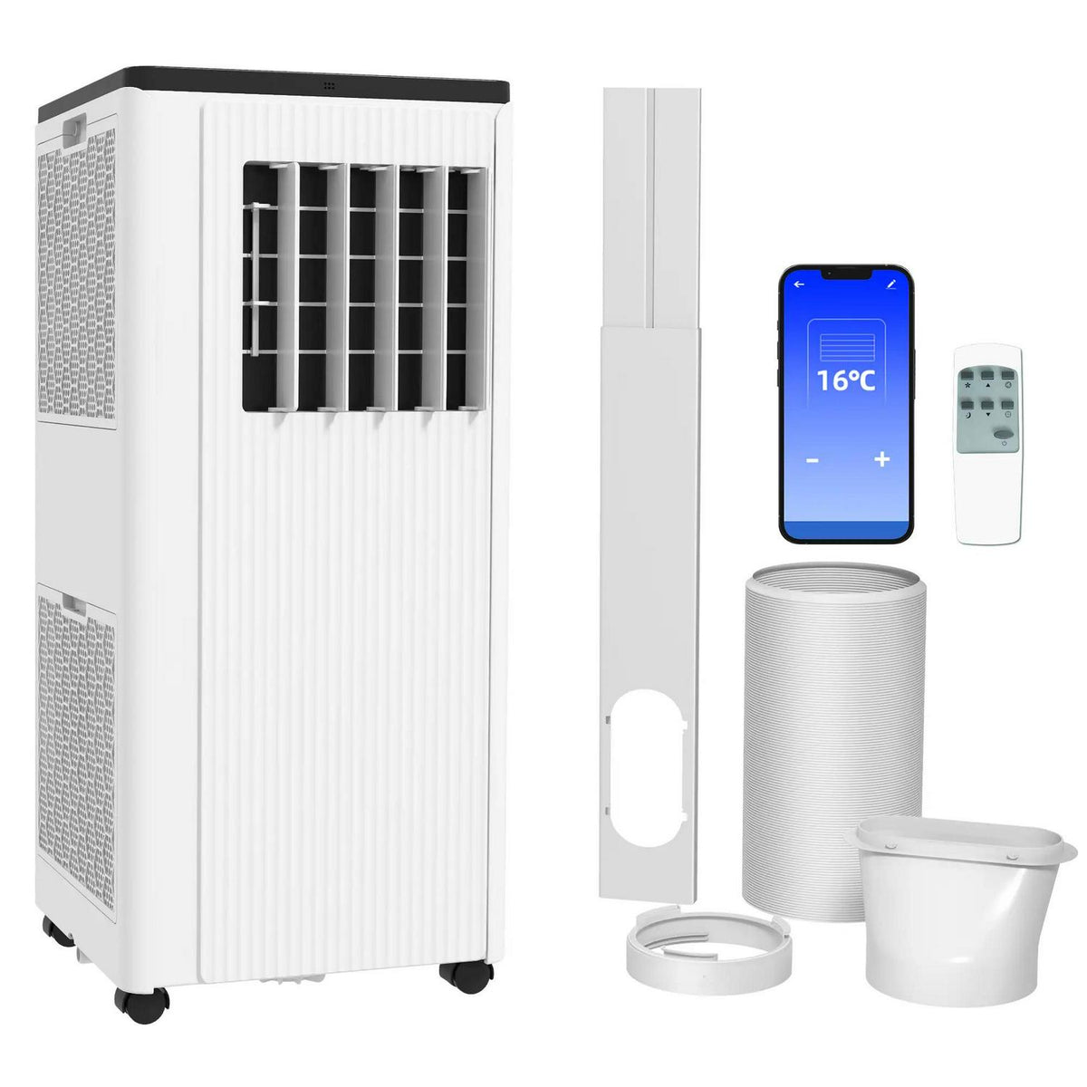 HOMCOM 9,000 BTU App-Controlled Mobile Air Conditioner, 20m² Radius ...