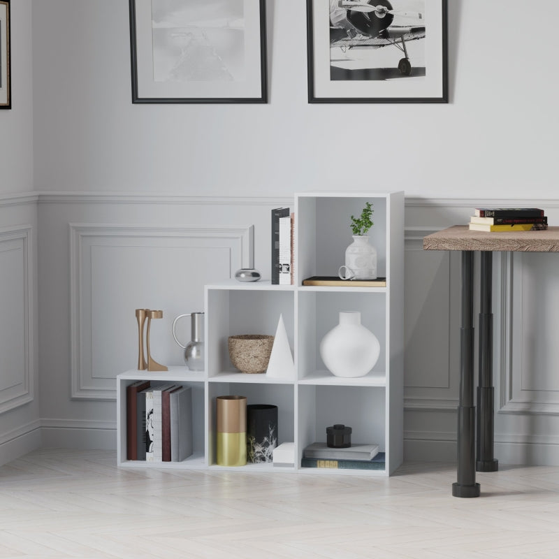 6 Cubes 3-Tier Shelving Cabinet, Particle Board-White – Audab UK