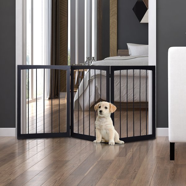 60L×1.2D×76H Cm. Free Standing Folding Pet/Child Safety Fence - Dark B ...
