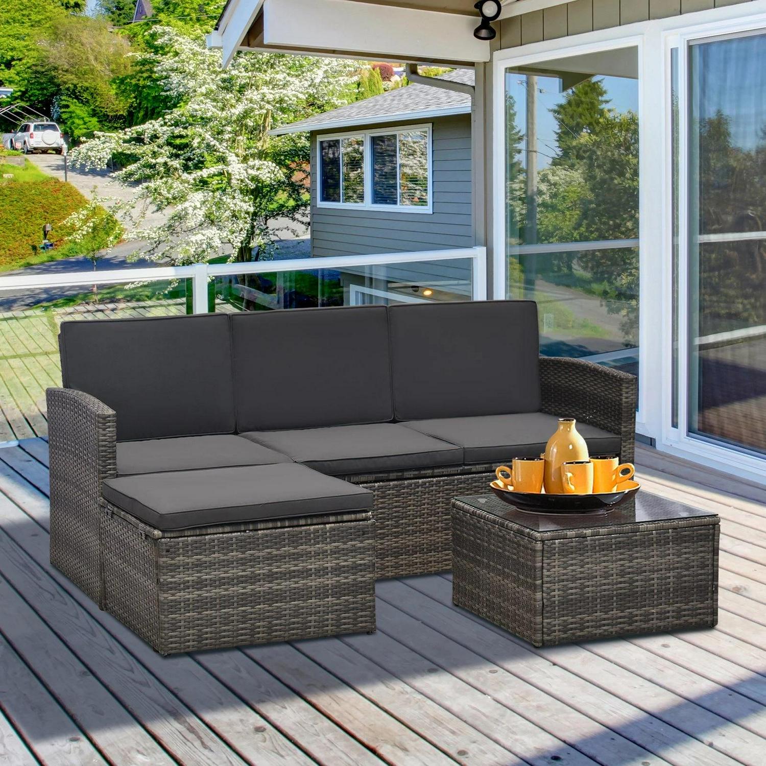 Rattan Garden Furniture Outdoor Patio Grey